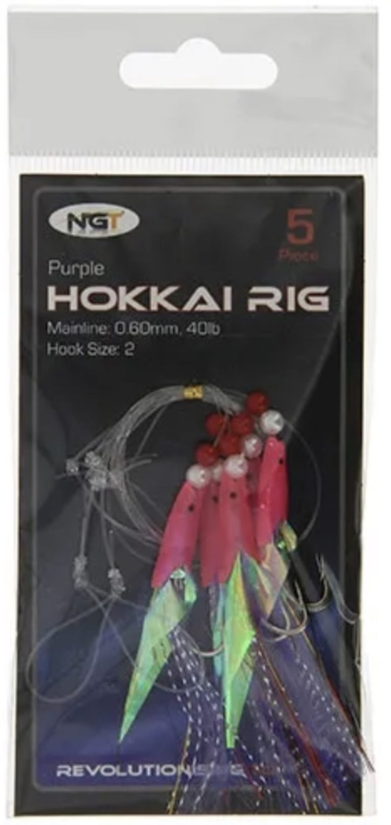 NGT Purple Hokkai Rig | 5 hook size 2 ready tied rig
