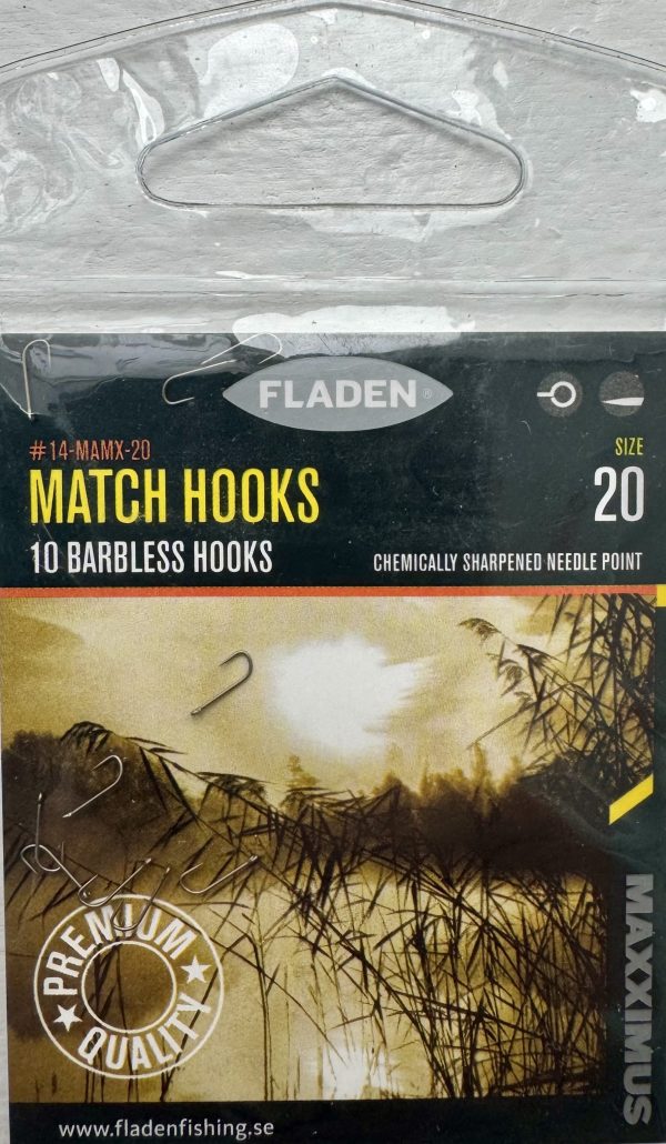 Fladen Maxximus Match Size20 Hooks | Barbless Match Hooks